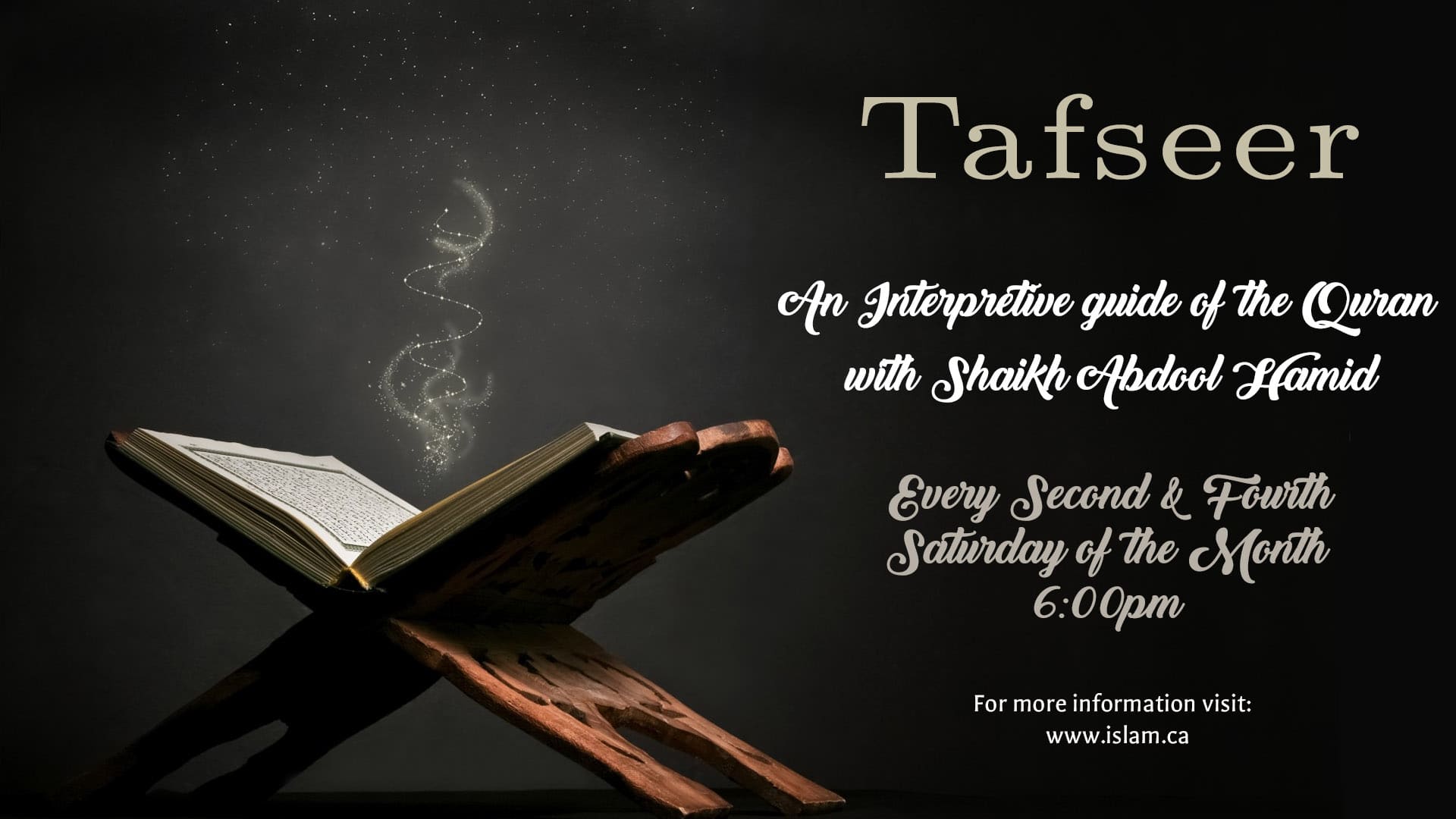 Tafseer sessions: 2nd & 4th Sat. of the month, 6 pm – Islamic Institute ...