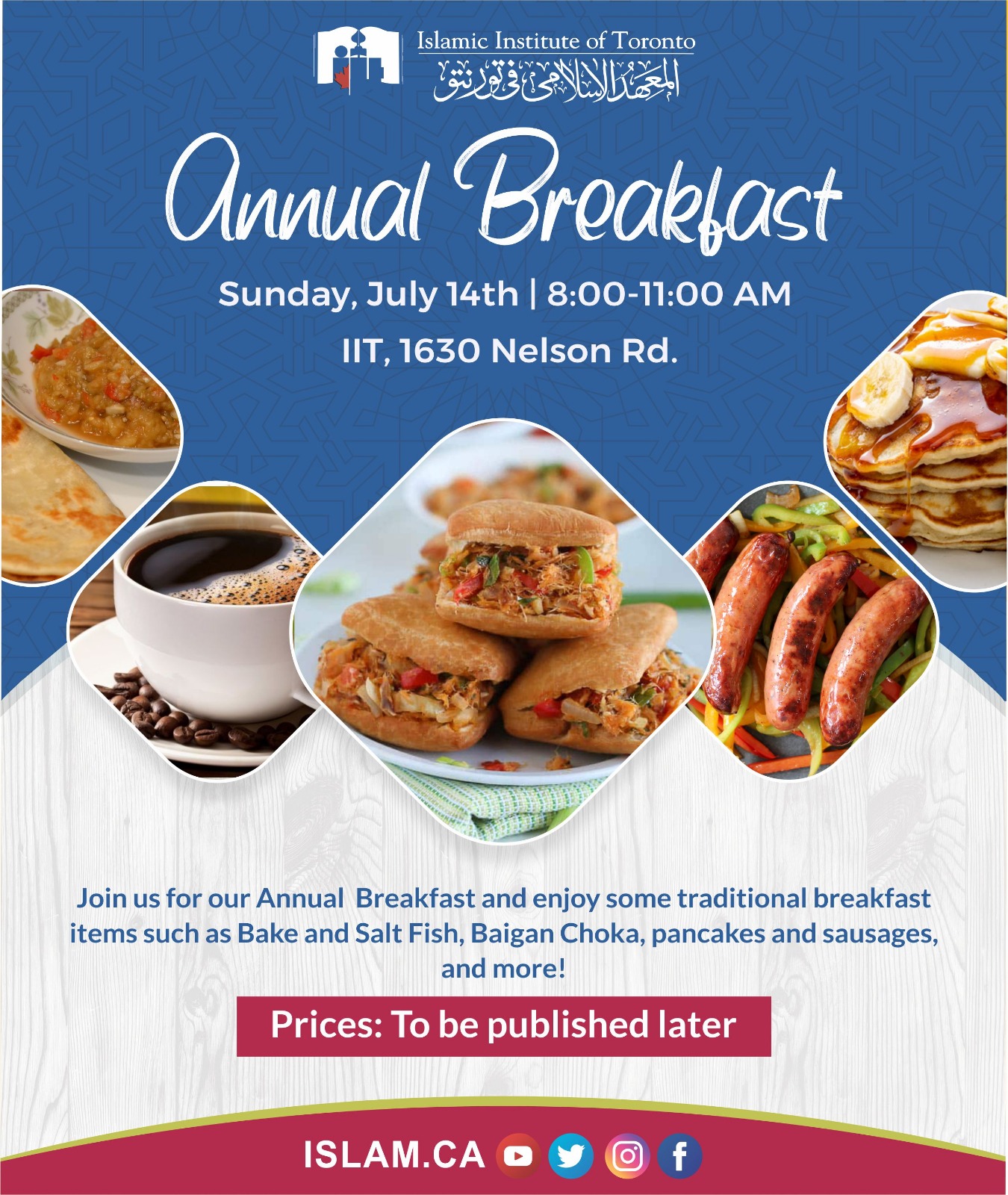 Annual breakfast: July 14 - Islamic Institute of Toronto