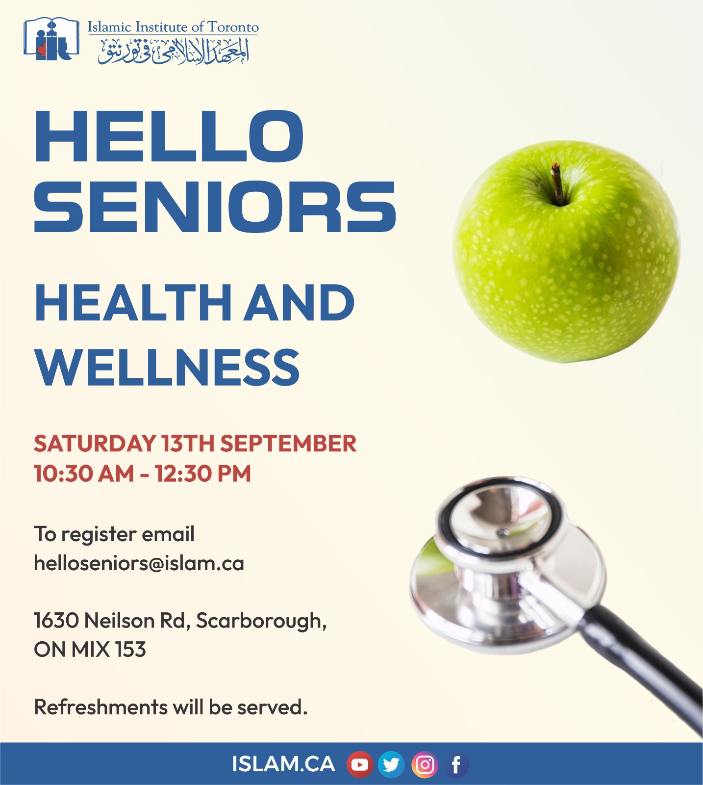 Sep. 13, 10:30 am - Hello Seniors: Health and Wellness - Islamic ...
